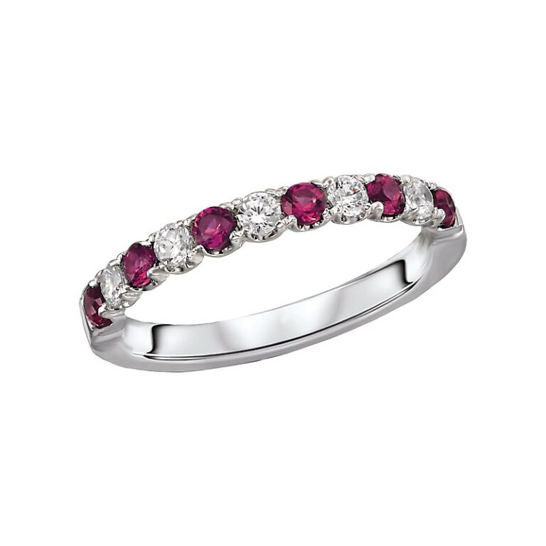 14K White Gold Ruby and Diamond Band - Skatell's Jewelry